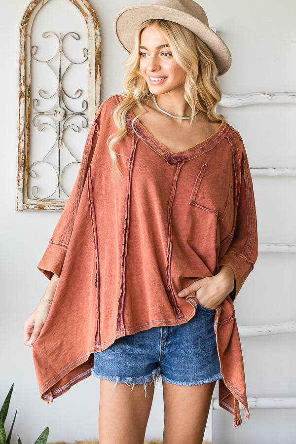 Wide V Neck Asymmetrical Hem Oversized Top – WHIMSY RACK BOUTIQUE